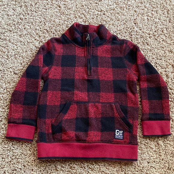 GAP | Shirts & Tops | Gap Boys 4 Zip Red Black Plaid Pullover 4t | Poshmark